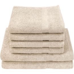 Dyckhoff Handtuch Set &raquo;Deep Harmony Comfort&laquo; Set 6 Stk. Frottier 15% Hanf;4 Handt&uuml;cher (50x100cm), 2 Duschtuch (70x140cm) beige Frottier, Obermaterial: 85% 