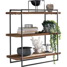 Sit Wandregal &raquo;ROMANTEAKA H&auml;ngeregal aus Teakholz mit 3 B&ouml;den im Industrial-Stil&laquo; Recyceltes Teakholz trifft modernes Metallgestell braun Massivholz B