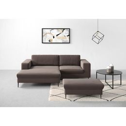 DOMO collection Ecksofa &raquo;Modica kompakt und elegant, Breite 244, L-Form&laquo; Auch in Cord, Fu&szlig;h&ouml;he passend f&uuml;r g&auml;ngige Saugroboter! grau B/H/T: 244cm x 