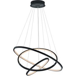 Trio Leuchten LED Pendelleuchte &raquo;Aaron&laquo; LED-Modul 1 Stk. Farbwechsler WiZ Smarthome RGB H&auml;ngeleuchte h&ouml;henverstellbar Fernbedienung + App grau 1, &Oslash; 
