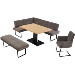 K+w Komfort & Wohnen K+W Komfort & Wohnen Essgruppe &raquo;Giacomo III&laquo; 4 Stk. tlg. wahlweise links oder rechts langer Schenkel 207cm, Freischwingersessel braun Flachgewebe 