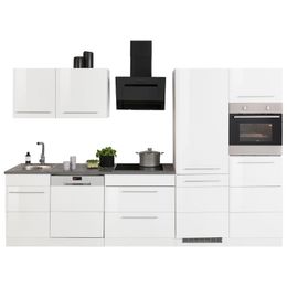 KOCHSTATION K&uuml;chenzeile &raquo;KS-Trient&laquo; Breite 310 cm, wahlweise mit E-Ger&auml;ten, mit Arbeitsplatte wei&szlig; B/H/T: 310cm x 60cm,mit E-Ger&auml;ten