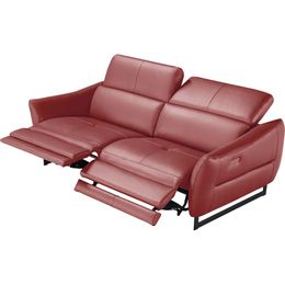 Egoitaliano 2,5-Sitzer &raquo;Dafne, elegantes Designsofa mit hohem Sitzkomfort&laquo; mit und ohne elektrischer Relaxfunktion, Kopfteile manuell verstellbar rot Leder &raquo;BULL&laquo;