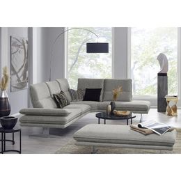 W.Schillig Ecksofa &raquo;broadway, Designsofa, mit tollem Sitzkomfort, L-Form&laquo; Sitztiefenverstellung, Kopfteil- & Seitenteilverstellung, Breite 284cm grau 