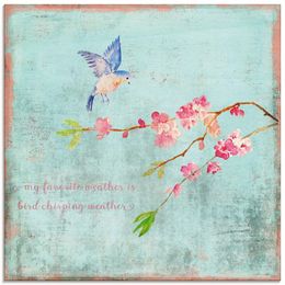 Artland Glasbild &raquo;Vogelgezwitscherwetter&laquo; Spr&uuml;che & Texte 1 Stk. tlg. in verschiedenen Gr&ouml;&szlig;en blau B/H/T: 40cm x 40cm, Glasbild Spr&uuml;che & Texte quadratisch, 1
