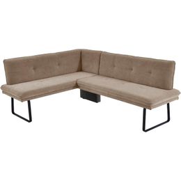 K+w Komfort & Wohnen K+W Komfort & Wohnen Eckbank 1 Stk. tlg. Polstereckbank in Spitzkissenoptik, Sitz und R&uuml;cken gesteppt beige B/H/T: 157cm x 87cm x 207cm, Flachgewebe 