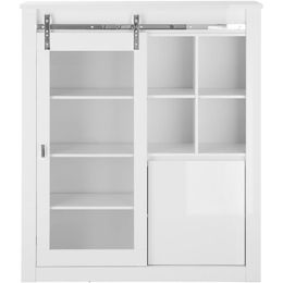 Home Affaire Vitrine &raquo;Daytona, moderner Hochschrank, Glasvitrine in Wei&szlig; Hochglanz&laquo; mit Schiebet&uuml;renbeschlag in Chrom-Optik, ausreichend Stauraum wei&szlig;