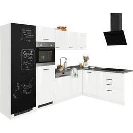 KOCHSTATION Winkelk&uuml;che &raquo;KS-Trier&laquo; mit E-Ger&auml;ten, Stellbreite 290/190 cm wei&szlig; B/H/T: 290cm x 290cm, Induktionskochfeld