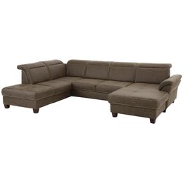 OTTO home Wohnlandschaft &raquo;Solvei U-Form&laquo; Sitztiefenverstellung und Federkern, wahlweise Kopfteilverstellung gr&uuml;n Struktur (100% Polyester);Luxus-