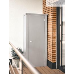 BioHort Mehrzweckschrank &raquo;Julia Gr. M, verschiedene Farben&laquo; 77,7x 140,2x 57 cm, Terrassenschrank f&uuml;r kleine Au&szlig;enfl&auml;chen silber Stahl B/H/T: 77,7cm x 140,2cm 