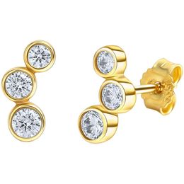 Firetti Damen Paar Ohrstecker &raquo;Schmuck Geschenk, Ohrringe Triologie, Gold 333&laquo; mit Zirkonia (synth.) gold Gelbgold 333