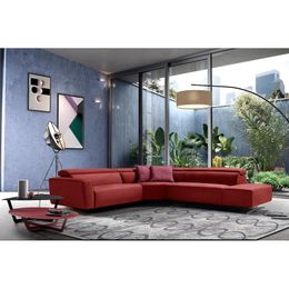 Egoitaliano Ecksofa &raquo;Stefanie-e, Designsofa der Extraklasse, bequem mit hohem Sitzkomfort&laquo; mit Relaxfunktion und verstellbaren Kopfteilelementen rot Luxus-