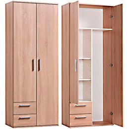 Procontour Mehrzweckschrank &raquo;Schrank Clara&laquo; H&ouml;he 167cm mit variabel verstellbaren Einlegeb&ouml;den braun B/H/T: 64cm x 167cm x 34cm, Schubladen: 2 Stk. T&uuml;ren: 2 Stk.