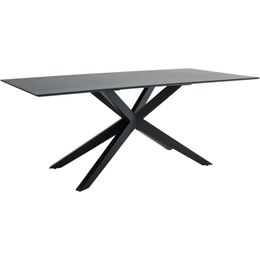 Musterring Esstisch mit fester Platte in Barock-Eiche massiv, 20mm, Eisengestell schwarz schwarz B/H/T: 200cm x 76cm x 100cm, ohne Auszug, ohne Funktion