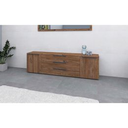 borchardt M&ouml;bel borchardt M&ouml;bel Sideboard &raquo;Tom, Kommode Breite 200cm, h&auml;ngend oder stehend mit Metallgriffen&laquo; 2 T&uuml;ren 3 Schubk&auml;sten, verstellbare Einlegeb&ouml;den braun 