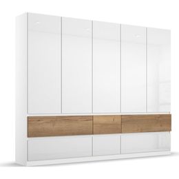 Rauch Dreht&uuml;renschrank &raquo;Winnipeg&laquo; grifflose Front, Schubk&auml;sten m. Griffmulde, auch mit Beleuchtung wei&szlig; Holzwerkstoff B/H/T: 226cm x 210cm x 56cm, Mit