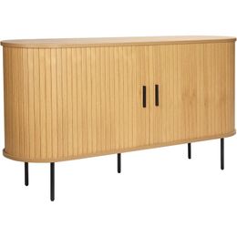 M&ouml;bilia Sideboard 2 Schiebet&uuml;ren schwarz Melamin, Metall B/H/T: 140cm x 76cm x 40cm, Natur, Schwarz, 2 Stk.