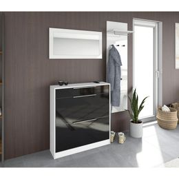 borchardt M&ouml;bel borchardt M&ouml;bel Garderoben-Set &raquo;Oliva, Schuhschrank, Spiegel, Garderobenpaneel&laquo; 3 Stk. tlg. schwarz Holzwerkstoff Einheitsgr&ouml;&szlig;e