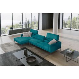 Egoitaliano Ecksofa &raquo;Masu, Design trifft sensationellen Sitzkomfort, Breite 277cm, L-Form&laquo; inkl. 2 Kissenrollen, R&uuml;ckenelemente manuell verstellbar, Metallf&uuml;&szlig;e 