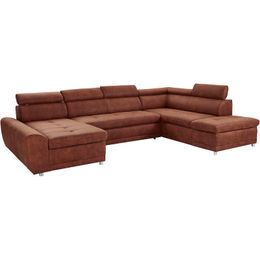 Sit & More sit&more Wohnlandschaft &raquo;Riva U-Form&laquo; wahlweise mit Schlaffunktion braun Struktur (100% Polyester);Flachgewebe (100% Polyester);Luxus-Microfaser (100%