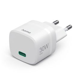 Hama USB-Ladeger&auml;t &raquo;USB-C-Ladeadapter 30 W f&uuml;r Smartphone und Tablet&laquo; GaN-Technologie, Power Delivery, Quick Charge, kompakte Bauform wei&szlig; Einheitsgr&ouml;&szlig;e 