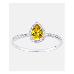 Diamant L'&eacute;ternel Ring aus 375 Wei&szlig;gold mit Diamant mit Citrin | Gr.: 55