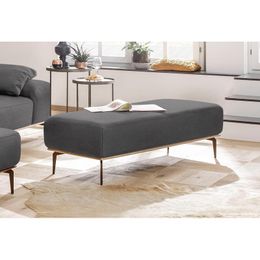 W.Schillig Polsterhocker &raquo;run&laquo; mit Holzsockel, F&uuml;&szlig;e in Bronze pulverbeschichtet, Breite 150 cm grau Flachgewebe W82 Q2 (74% Polyacryl, 26% Polyester) 