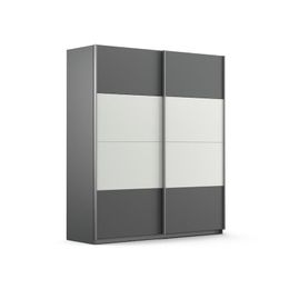 Rauch Schwebet&uuml;renschrank &raquo;Quadra Schlafzimmerschrank in vielen Breiten&laquo; Kleiderschrank Garderobenschrank Schrank mit Glaselementen grau Holzwerkstoff