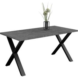 M&auml;usbacher Esstisch &raquo;Big System Metall&laquo; Metallgestell in X Form grau B/H/T: 160cm x 78cm x 90cm