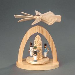 Albin Preissler Weihnachtspyramide &raquo;W&auml;rmespiel mit Bergleuten, Handwerkskunst aus dem Erzgebirge&laquo; Weihnachtsdeko aus Eschenholz beige Massivholz 13cm