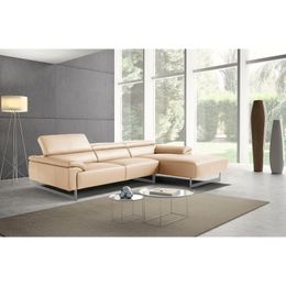 Egoitaliano Ecksofa &raquo;Malika, edel und bequem, Designsofa mit hochwertigen Bez&uuml;gen, L-Form&laquo; mit Recamiere, inkl. Kopfteilverstellung und chromfarbenen Metallf&uuml;&szlig;en 