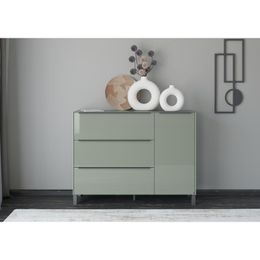 set one by Musterring Sideboard &raquo;Reno&laquo; 1 Stk. tlg. Mit Vierkantfu&szlig; in diversen Farben, 106 cm H&ouml;he & Farbauswahl gr&uuml;n Glas, Holzwerkstoff B/H/T: 137cm