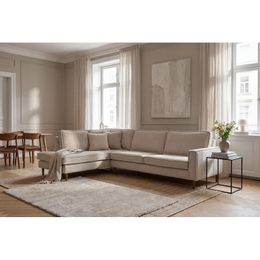 OTTO home Ecksofa &raquo;Pinto Skandi, 290 cm, Chenille, Struktur, Ottomane links / rechts&laquo; mit Keder, Massivholzf&uuml;&szlig;e Eiche ger&auml;uchert, Wellenunterfederung 