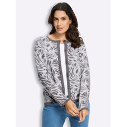 WITT WEIDEN Jacquard-Strickjacke in anthrazit-ecru-gemustert | Gr.: 38
