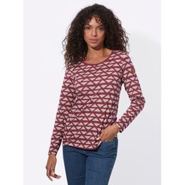 WITT WEIDEN Langarm-Shirt in bordeaux-sand-bedruckt | Gr.: 38