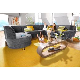Trendmanufaktur Wohnlandschaft &raquo;Rondo, wahlweine mit Federkern, Breite 320cm, U-Form&laquo; inkl.Federkern, ohne Bettfunktion grau Softlux -Kunstleder;