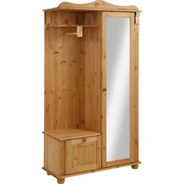OTTO home Kompaktgarderobe &raquo;Adele&laquo; Breite 108 cm, mit Spiegelt&uuml;r, aus massiver Kiefer, FSC beige Massivholz B/H/T: 108cm x 185cm x 40cm, T&uuml;ren: 1 Stk.