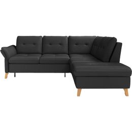 Sit & More sit&more Ecksofa &raquo;G&ouml;teborg&laquo; inkl. Sitztiefenverstellung, wahlweise mit Bettfunktion & Bettkasten schwarz B/H/T: 250cm x 90cm x 226cm, NaturLEDER Stoff