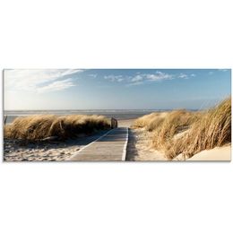 Artland Glasbild &raquo;Nordseestrand auf Langeoog - Steg&laquo; Strand 1 Stk. tlg. in verschiedenen Gr&ouml;&szlig;en beige B/H/T: 125cm x 50cm, Glasbild Strand, 1 Stk.