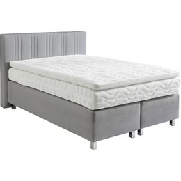 Westfalia Schlafkomfort Boxspringbett wahlweise mit Bettkasten und Topper grau Bezug: 100% Polyester;Polsterung: 100% Polyester Microvelours Mit Kaltschaum-Topper,Ohne 