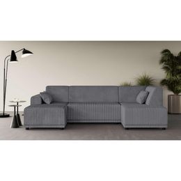 Home Affaire Wohnlandschaft &raquo;TAMMO&laquo; U-Form grau 100% Polyester B/H/T: 296cm x 80cm x 162cm, Cord, Recamiere links