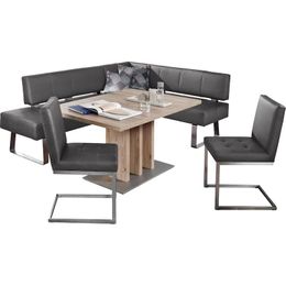 K+w Komfort & Wohnen K+W Komfort & Wohnen Eckbankgruppe &raquo;Spider II&laquo; Set, 4 Stk. tlg. langer Schenkel 195cm, 2 Freischwinger, Auszugstisch in Breite 120 cm braun B/H/T: 