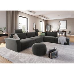 Sit & More sit&more Ecksofa &raquo;Cadabra L-Form&laquo; Breite 356 cm, mit Sitztiefenverstellung grau Samtoptik (100% Polyester);Soft clean (98% Polyester, 2% Polyamid);