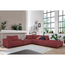 Musterring Ecksofa &raquo;LUCIA L-Form&laquo; in vielen Qualit&auml;ten und 4 verschieden N&auml;hten rot Flachgewebe FLORIS (100% Polyester);Flachgewebe VALMONT (60% Baumwolle/ 40% 