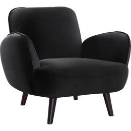 ATLANTIC HOME COLLECTION OTTO home Sessel &raquo;Ben&laquo; mit Wellenunterfederung, Massivholzf&uuml;&szlig;e, frei im Raum stellbar schwarz Samtstoff, B/H/T: 88cm x 84cm x 86cm