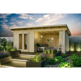 Skan Holz Gartenhaus &raquo;Texel&laquo; beige Holzwerkstoff Fu&szlig;boden im Gartenhaus