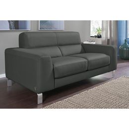Calia italia 2-Sitzer &raquo;Simon, erstklassiger Sitzkomfort und tolles Design&laquo; in zwei Lederqualit&auml;ten grau Leder BULL;Leder SORRENTO B/H/T: 172cm x 81cm 