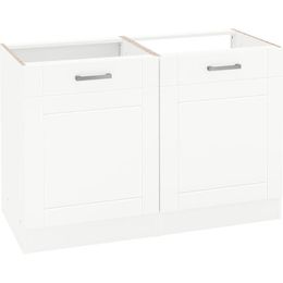 KOCHSTATION Sp&uuml;lenschrank &raquo;KS-Tinnum&laquo; 120 cm breit, MDF-Fronten, Metallgriffe, inklusive Einbausp&uuml;le wei&szlig; Holzwerkstoff wei&szlig;, B/H/T: 120cm x 82cm x 