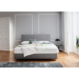 ATLANTIC HOME COLLECTION Stauraumbett &raquo;Josie&laquo; mit Taschen-Federkernmatratze und Bettkasten grau Liegefl&auml;che L&auml;nge B: 200cm x 180cm, Feinstruktur weich