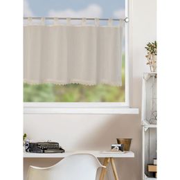 HOMING Scheibengardine &raquo;Mira&laquo; Schlaufen 1 Stk. tlg. 50 x 140 cm (H&ouml;he x Breite), Schlaufenpanneaux, H&auml;kelbord&uuml;re, Landhaus wei&szlig; Obermaterial: 100% 